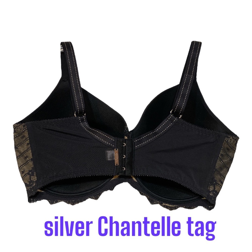 Euc Chantelle 36h Bra Black Beauty Metallic Gold Shee… - Gem